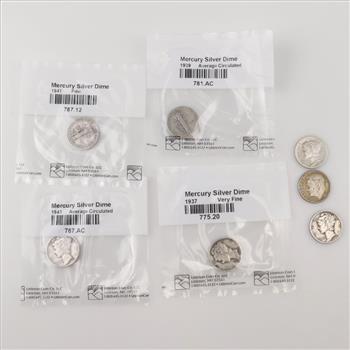 7 US Silver Dimes, Includes 4 Littleton Coins | Property Room