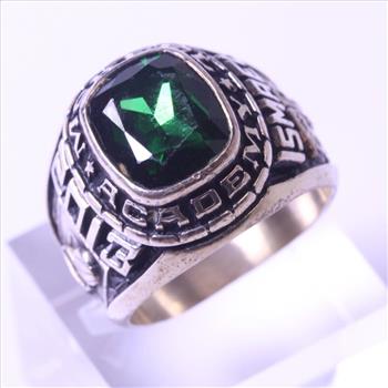 83% Silver 13.9g 2013 Class Ring With Green Stone | Property Room