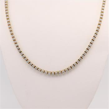 9.38cts TW Diamond Inlay 10kt Gold Necklace - Evaluated By Our ...