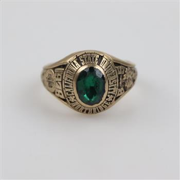 9kt Gold Green Stone Class Ring | Property Room