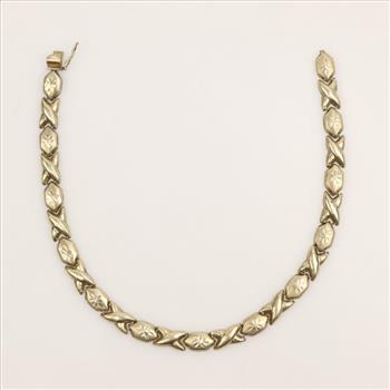9kt Gold Hollow Panel Link Necklace | Property Room