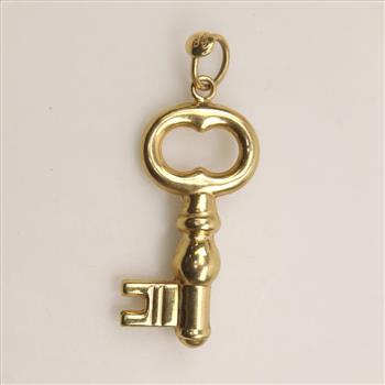 9kt Gold Hollow Skeleton Key Pendant | Property Room
