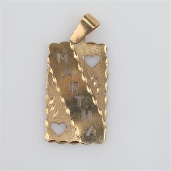 9kt Gold "Martha" Name Plate Pendant | Property Room