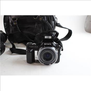 Bag With Sony Cyber-Shot Camera & Camera Lenses/Accessories, 5+ Pieces ...