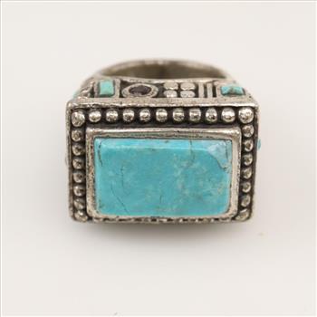 Barse Sterling Silver Turquoise And Smoky Quartz Stone Ring | Property Room
