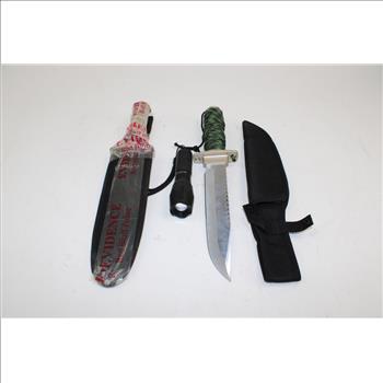Bell+howell Flashlight & Fixed Blade Knives With Sheaths; 3 Pieces ...