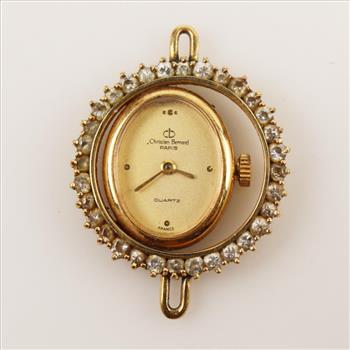 Christian Bernard 14kt Gold Clear Stone Watch Pendant | Property Room