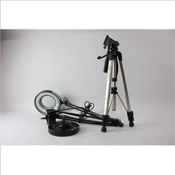 Circline Fluorescent Lamp & Tripod, Black/Grey | Property Room