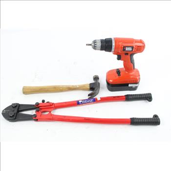 Cordless Drill, Battery Charger, Bolt Cutters And More, 15+ Pieces ...