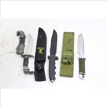 Fixed Blade Knives And Sheath: MTech, Elk Ridge, Elephant: 3 Items ...