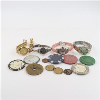 Foreign Currency With Tokens And Watches, 12+ Pieces | Property Room