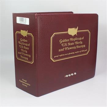 Golden Replicas Of US State Birds & Flowers Stamps, Includes 50 Stamps ...
