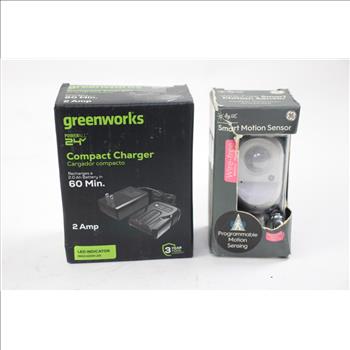 Greenworks, Emerson, Smart Thermostat, Compact Charger | Property Room