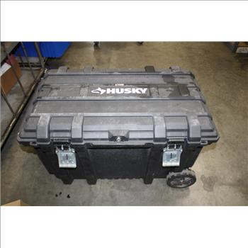 Husky Rolling Tool Box With Hi-tec Men's Boots & Boar's Head Tin Box; 3 ...