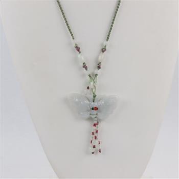 Ice Jadeite Carved Butterfly Beaded Necklace | Property Room