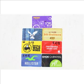 Pacsun, Shoe Carnival And Other Gift Cards, $96.04, 7 Pieces | Property ...