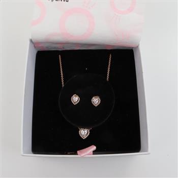Pandora Gold Plated Sparkling Elevated Heart Necklace And Earrings Set ...