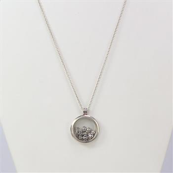 Pandora Silver Floating Locket Necklace With 5 Charms, 20.10g ...