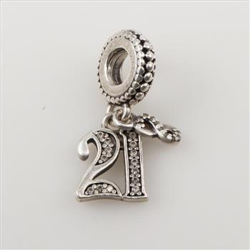 Pandora Sterling Silver 21 Years Of Love Dangle Charm | Property Room
