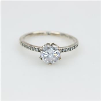 Pandora Sterling Silver Clear Sparkling Crown Solitaire Ring | Property ...