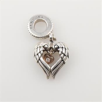 Pandora Sterling Silver Club 2021 Angel Wings And Heart Dangle Charm ...