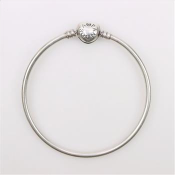 Pandora Sterling Silver Moments Heart Clasp Bangle | Property Room