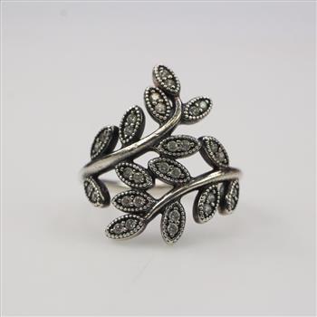 Pandora Sterling Silver Sparkling Leaves Ring | Property Room