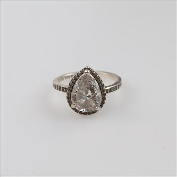 Pandora Sterling Silver Sparkling Pear Halo Ring | Property Room