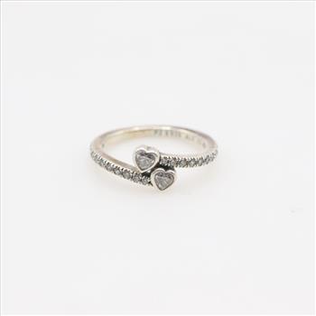 Pandora Sterling Silver Two Sparkling Hearts Ring | Property Room