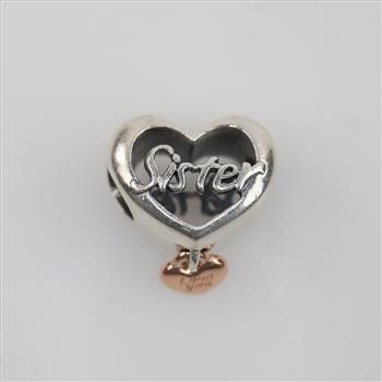 Pandora Two Tone Sterling Silver Sister Heart Charm | Property Room