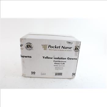 Pocket Nurse Yellow Isolation Gowns, 50 Count | Property Room