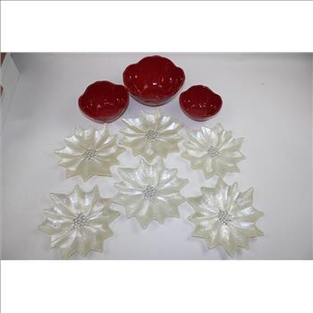 Princess House Red Pavillon 3 Piece Serving Bowl Set And Princess House ...