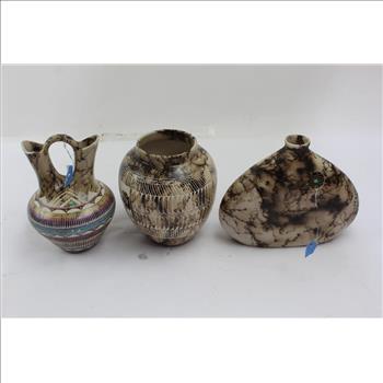 Riley Haskie Navajo Etched Pottery, 3 Pieces | Property Room