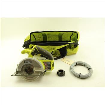Ryobi P504g Circular Saw In Large Ryobi Neon Green Tool Bag | Property Room