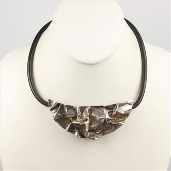 Silver Bid Pendant Necklace On Black Cord | Property Room