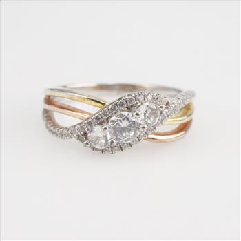 Silver Crossover Tri-Colored Clear Stone Ring | Property Room