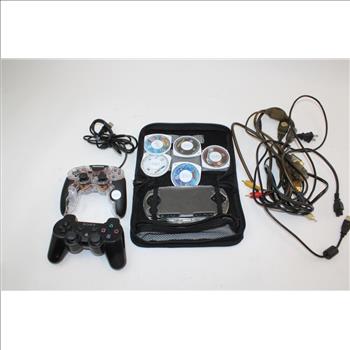 Sony Psp W/games, Assorted Controllers, & Cables; 5 Pieces | Property Room