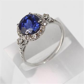 Sterling Silver 2.46g Lab Created Blue And Clear Sapphire Ring ...