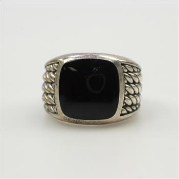 Sterling Silver Black Stone Signet Ring | Property Room