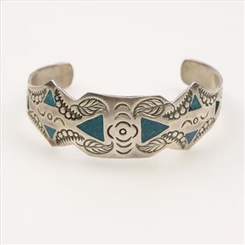 Sterling Silver Cuff With Blue Stone Inlay | Property Room