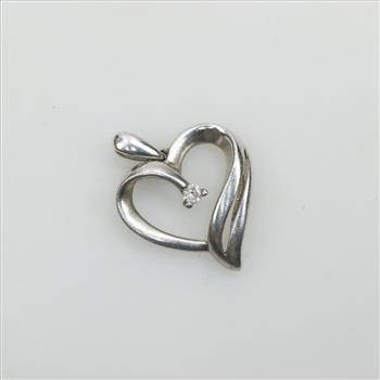 Sterling Silver Diamond Heart Pendant | Property Room