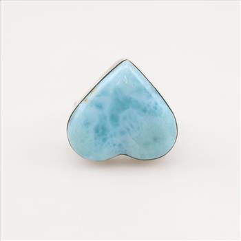 Sterling Silver Light Blue Stone Heart Ring | Property Room