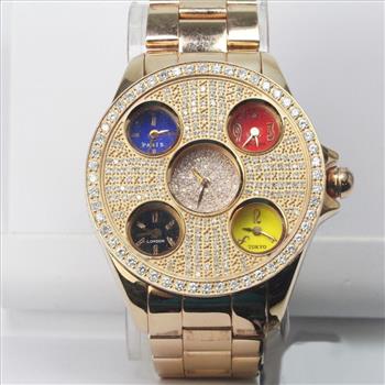 Techno Mania Diamond Rose Gold Plated Hidden Time Watch - Evaluated By ...