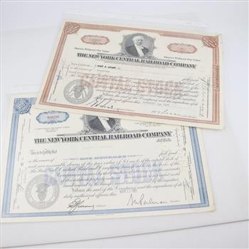 The New York Central Railroad Company Collectible Stocks & Bonds, 2 ...