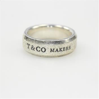 Tiffany And Company Sterling Silver 1837 Makers Tumbled Medium Slice Ring | Property Room