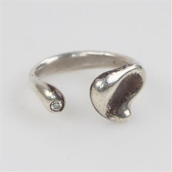 Tiffany & Co. Sterling Silver Diamond Elsa Peretti Full Heart Ring ...