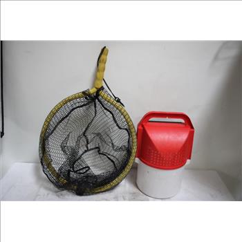 Trolling Bucket And Fishing Net, 2 Pieces | Property Room