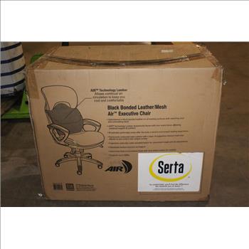 True Innovations, Black Bonded Leather / Mesh Air Executive Chair ...