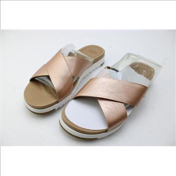UGG TreadLite Kari Metallic Slide Sandalen Dames Rose Gold Size 7 ...