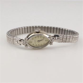 Wittnauer 14kt White Gold Diamond Vintage Watch | Property Room